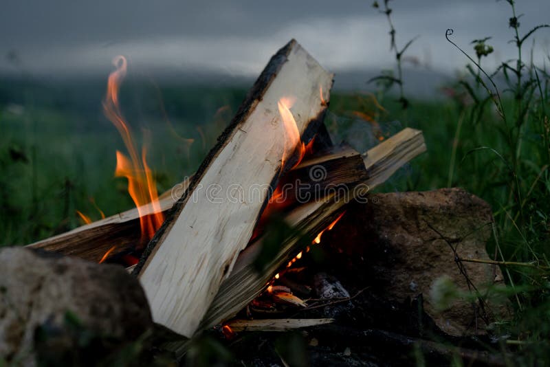 Making a Fire from Wooden Logs Stock Image - Image of nature, smoke ...