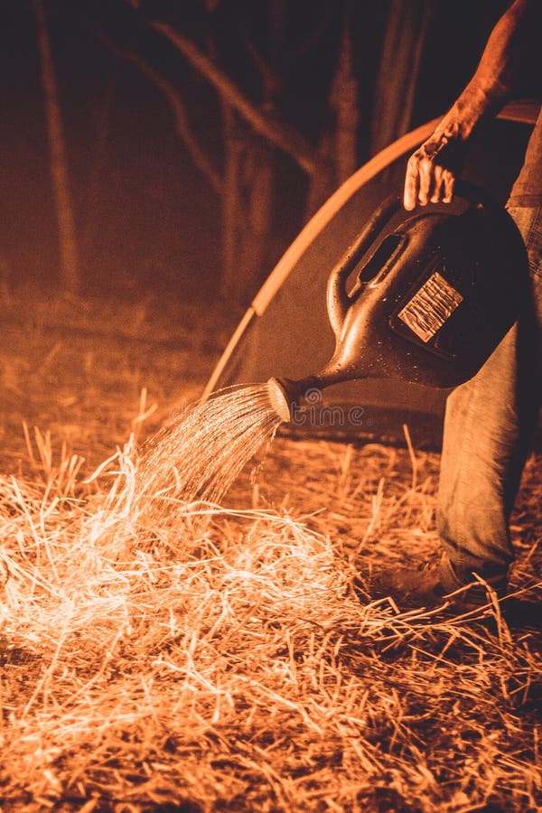 Making a Firebreak Around the Campfire Stock Photo - Image of camptrip ...