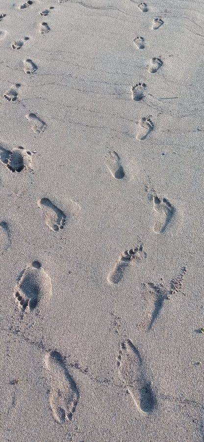 Making the Foot Steps on the Beach Stock Image - Image of tide, sand ...