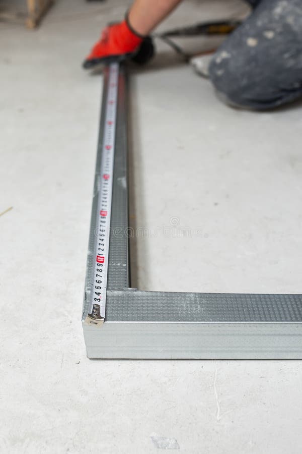 Making a Frame from a Metal Profile Stock Image - Image of builder ...