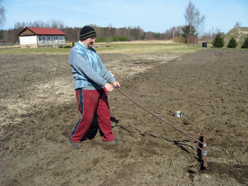 Making furrows 2 stock image. Image of garden, rows, plow - 30658463