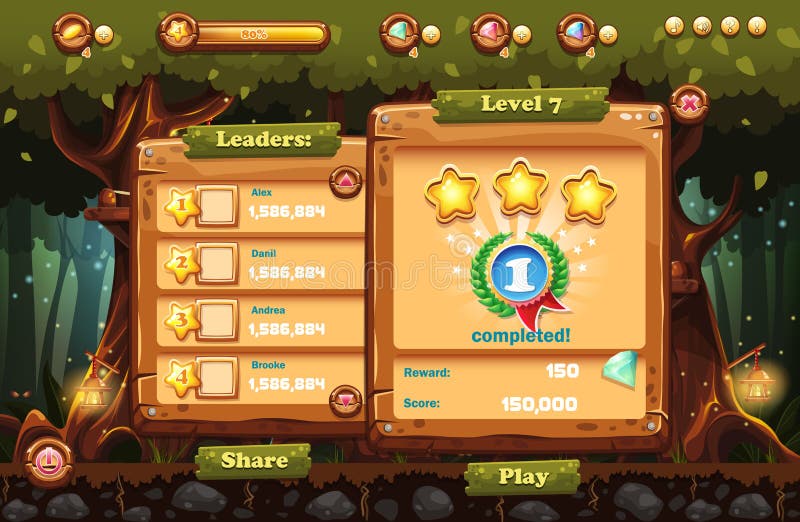 Making the Game Screen To the Computer Game Magic Forest Stock Vector ...