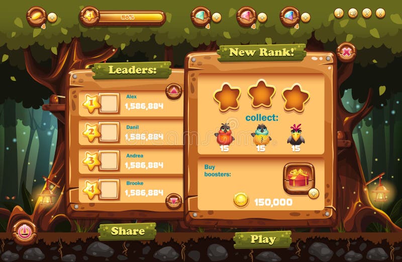 Making the Game Screen To the Computer Game Magic Forest Stock Vector ...