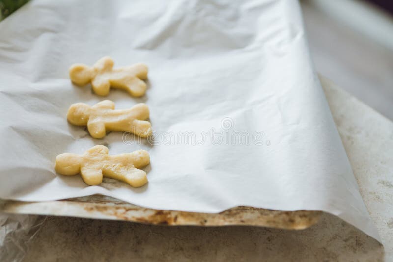 Making of Gingerbread Man on the Kitchen Stock Image - Image of ...