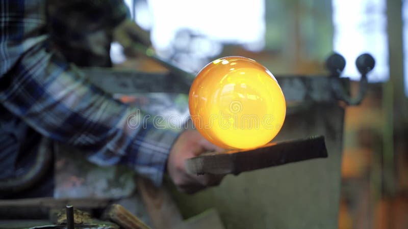 Making Glass Art, Blown Glass Making, Making Glass on Fire Stock ...