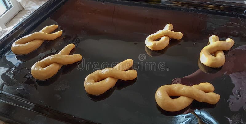 Making Greek Buns for Easter Stock Photo - Image of kooulouria, dessert ...