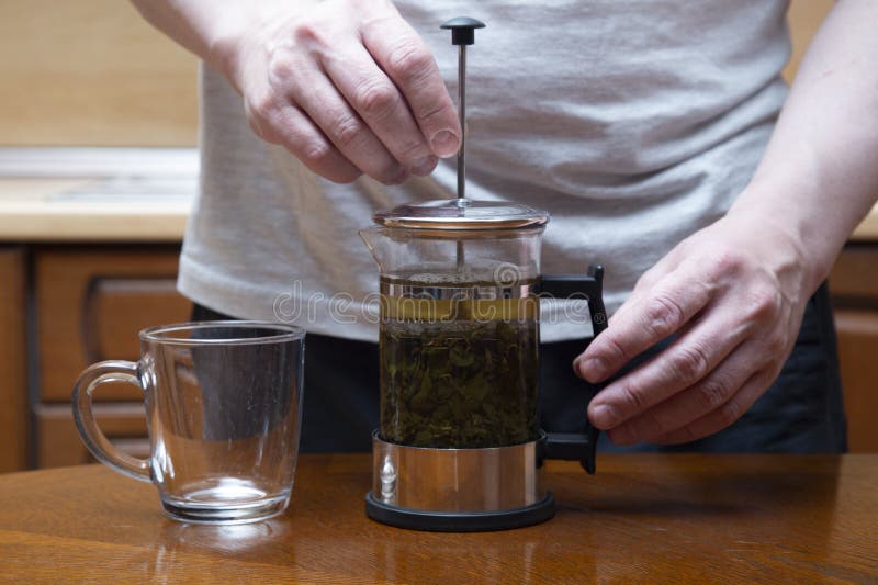 Making Green Tea at Home.a Special Teapot for Tea Stock Photo - Image ...