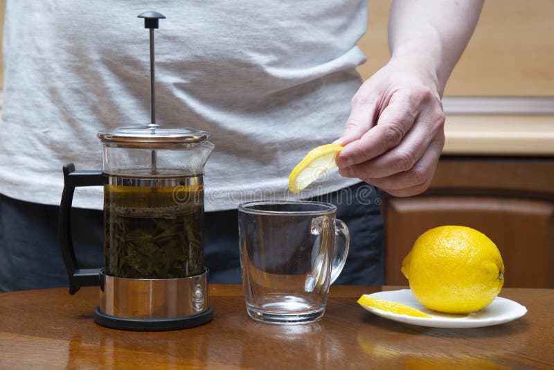 Making Green Tea at Home.a Special Teapot for Tea Stock Image - Image ...