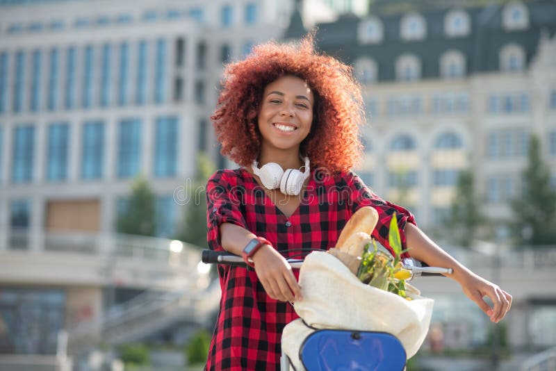Woman Going Home after Making Groceries at the Weekend Stock Image ...