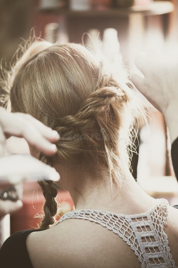 Making Hair Braid in Hair Studio Stock Photo - Image of hairdresser ...