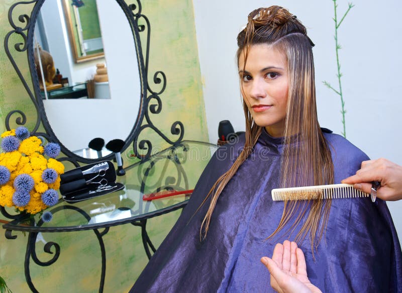 Making new hairstyle stock image. Image of care, person - 26850637