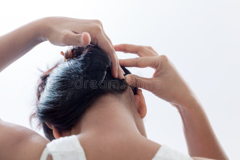 Making Hairstyle Using Clip Stock Photo - Image of girl, beautician ...