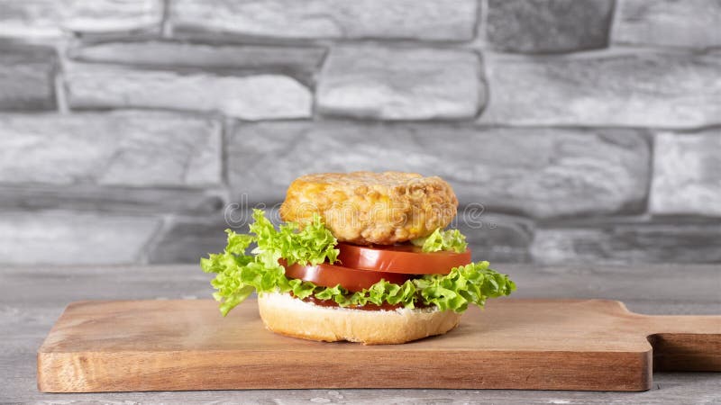 Making a Hamburger, Side View of Assembling Ingredients. Stop Motion ...