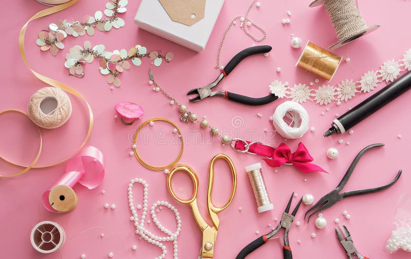 Making of Handmade Jewelry. Bead Making Accessories Stock Image - Image ...