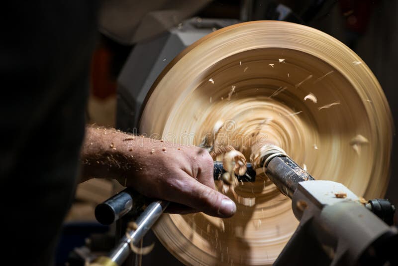 Making a Hole into a Wooden Bowl on Turnery Machine Stock Image - Image ...