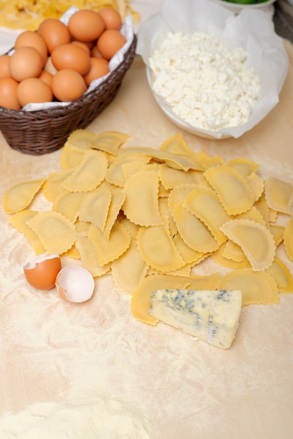 Making Home Made Ravioli with Cheese Stock Photo - Image of kitchen ...