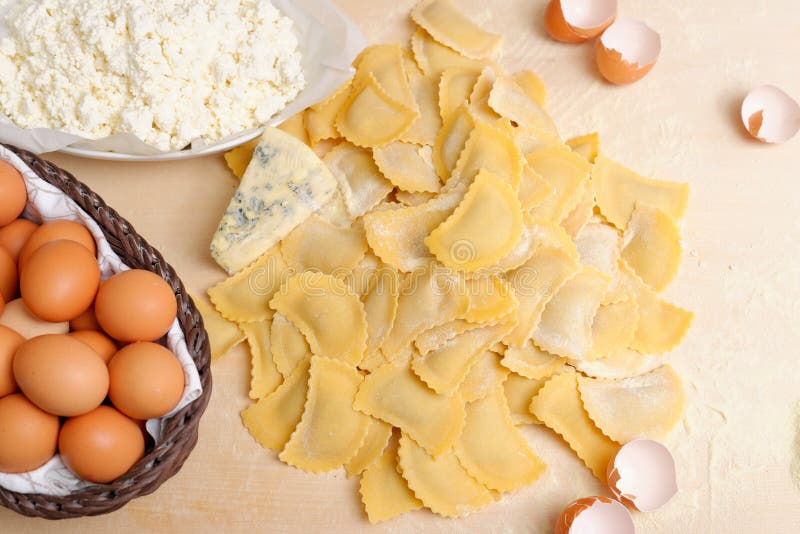 Making Home Made Ravioli with Cheese Stock Photo - Image of home ...
