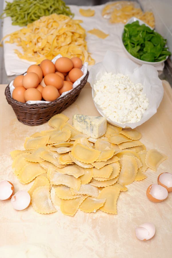 Making Home Made Ravioli with Cheese Stock Photo - Image of filled ...