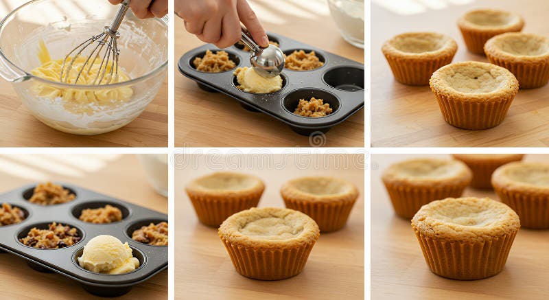 Making Homemade Cookie Cups: a Step-by-Step Baking Guide Stock ...