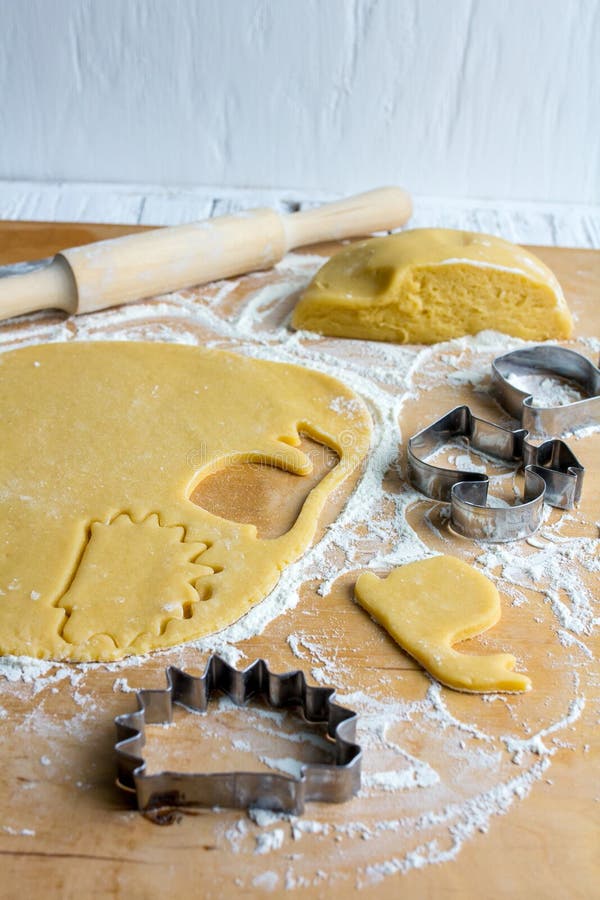 Making Homemade Christmas Cookies in a Variety of Forms Stock Photo ...