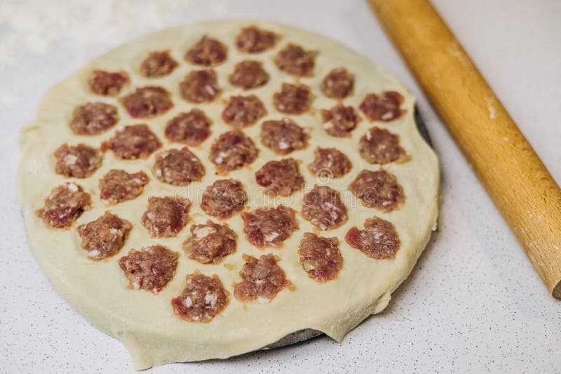 Making Homemade Dumplings in the Kitchen Stock Image - Image of ...