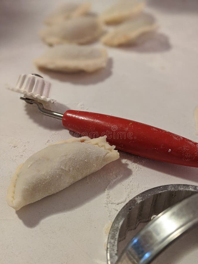 Making Homemade Pierogies Using Tools Stock Image - Image of dumpling ...