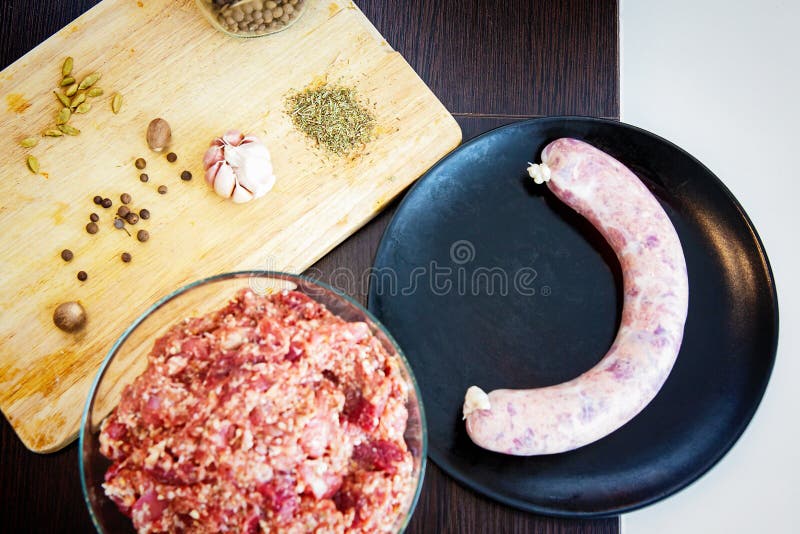 Making homemade sausage stock image. Image of butcher - 169658891