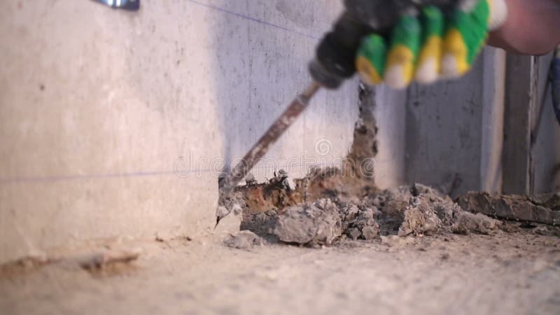 Making Horizontal Furrow in Concrete Wall Using Stock Footage - Video ...