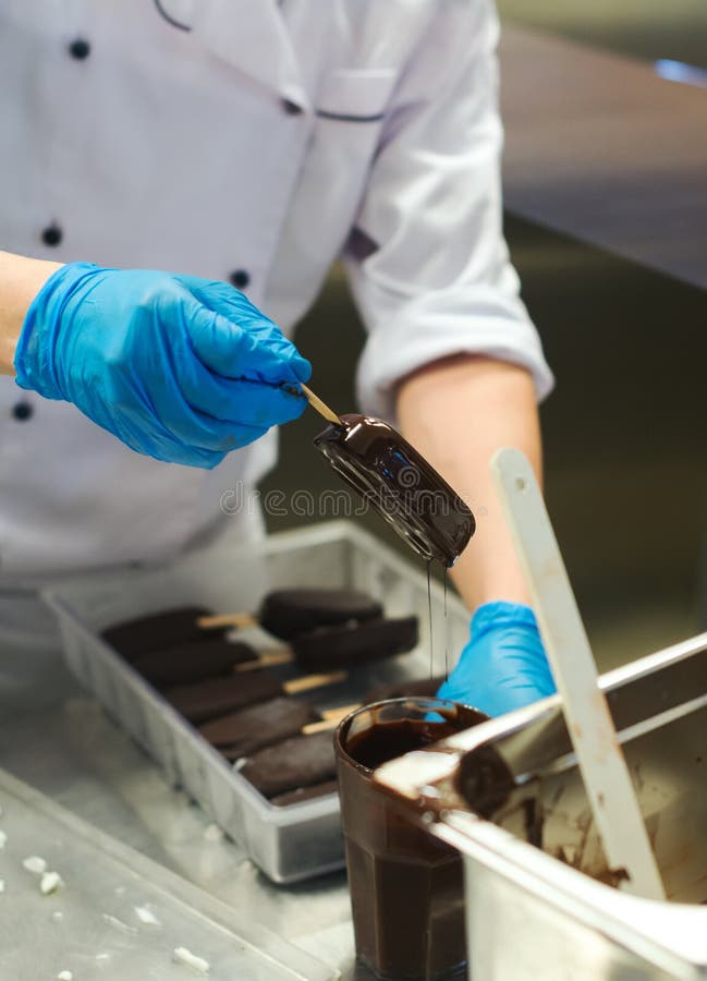 Making of ice cream. stock image. Image of chocolate - 74866271