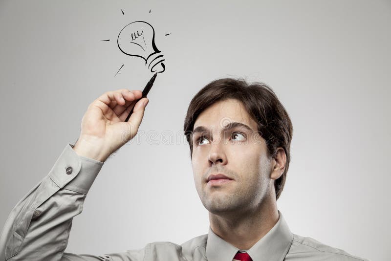 Making an ideia. stock image. Image of lighting, bulb - 27412825