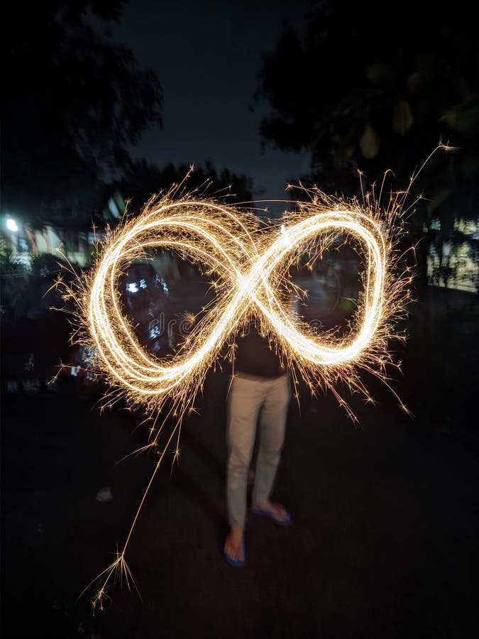 Making Infinity Fireworks in New Year Stock Image - Image of year ...