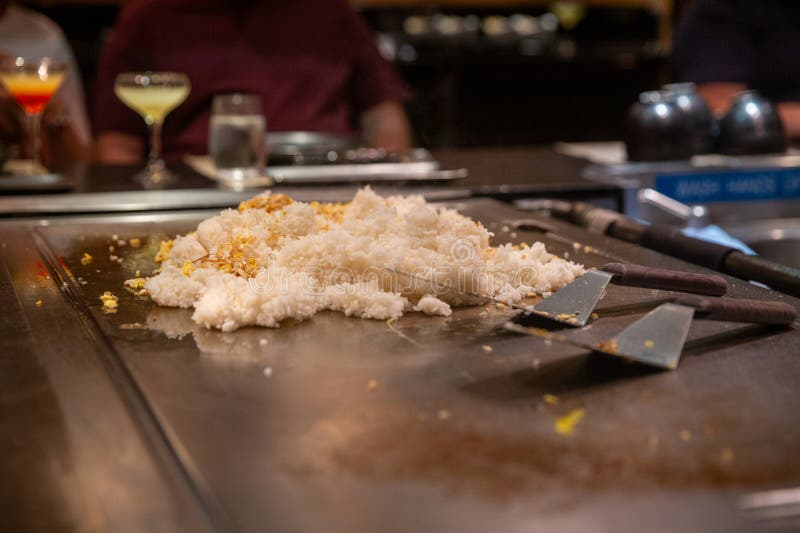 Making Japanese Fried Rice stock image. Image of chef - 370599887