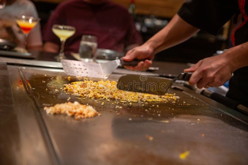 Making Japanese Fried Rice stock image. Image of culinary - 370599891