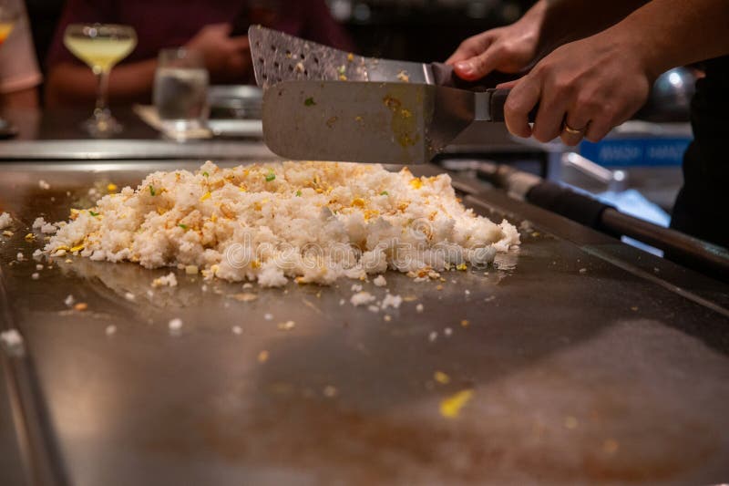 Making Japanese Fried Rice stock photo. Image of mixed - 370599936