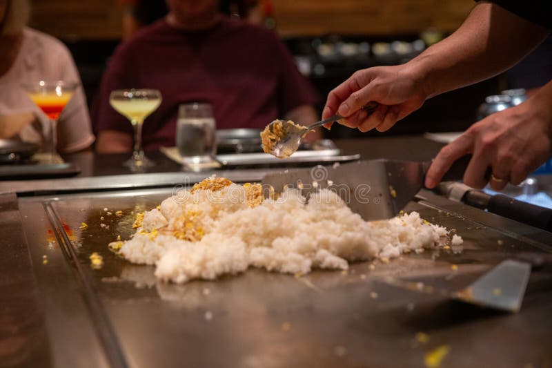 Making Japanese Fried Rice stock photo. Image of movement - 370599956