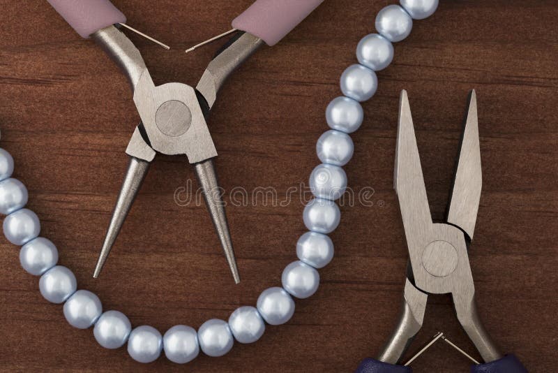 Making Jewelry with Pearls. Stock Photo - Image of tools, instrument ...