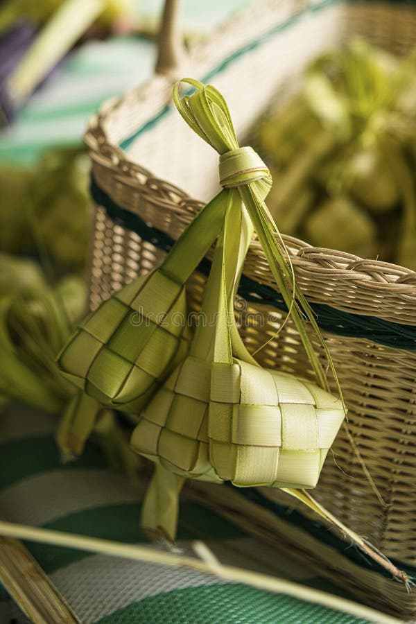 Making the ketupat stock image. Image of handmade, famous - 247308055