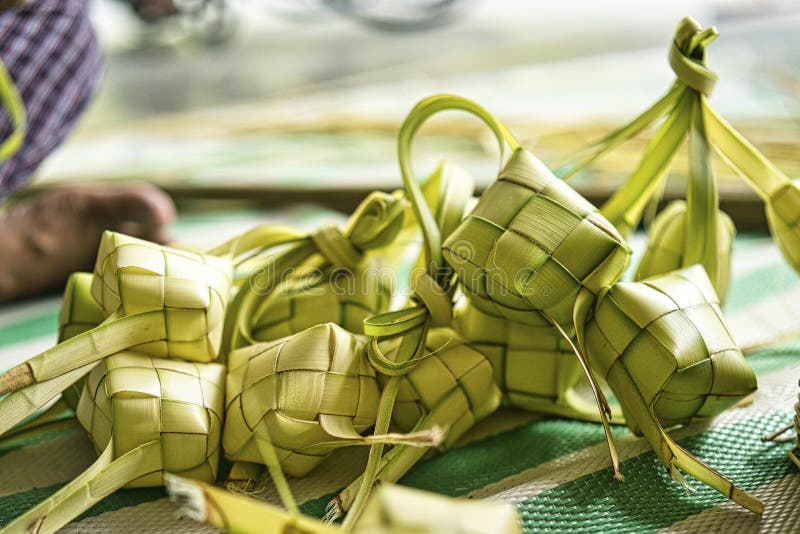Making the ketupat stock image. Image of nasi, delicious - 247308131
