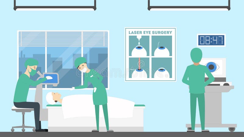 Making laser eye surgery. stock vector. Illustration of lens - 100594603