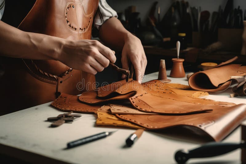 Making Leather Goods Master. Generate Ai Stock Image - Image of ...