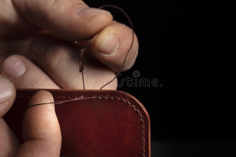 Making leather wallets stock photo. Image of blade, artisan - 240054848