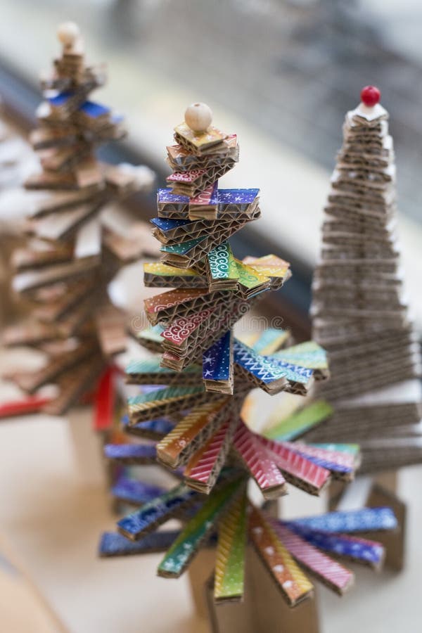 Making Little Christmas Tree of Cardboard Stock Image - Image of detail ...
