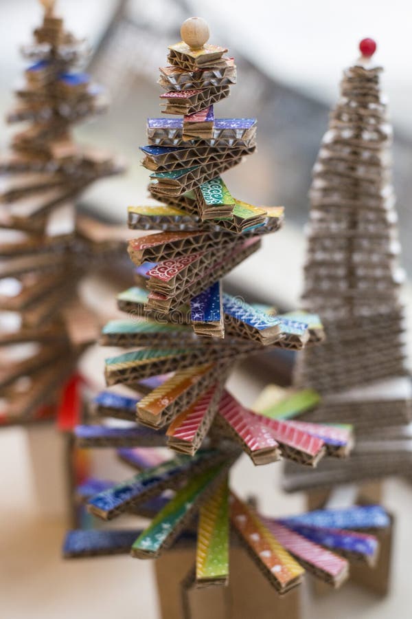 Making Little Christmas Tree of Cardboard Stock Image - Image of ...