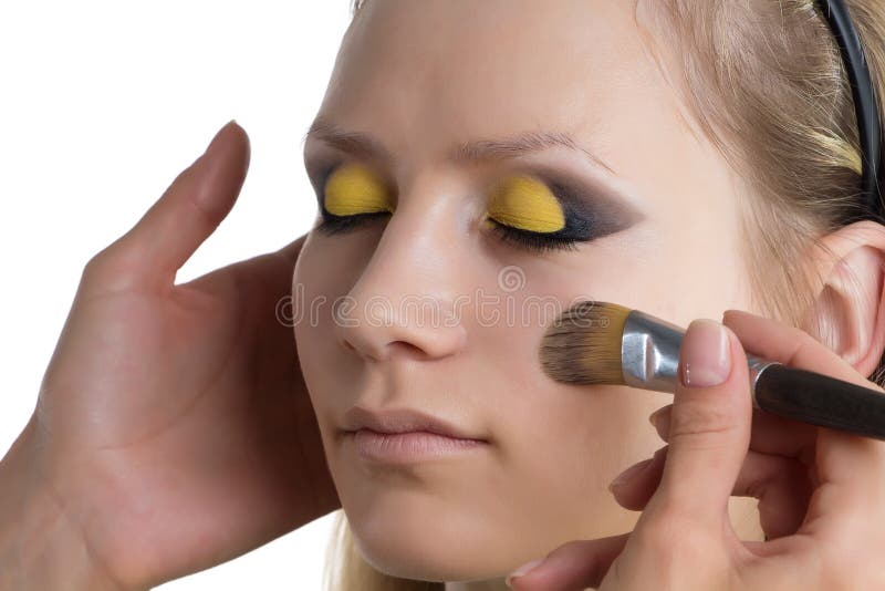 Making Make up stock photo. Image of brush, esthetician - 40300398