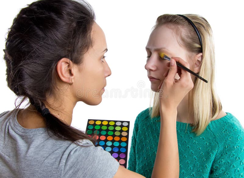 Making Make Up with Palette Stock Image - Image of female, cute: 40300465