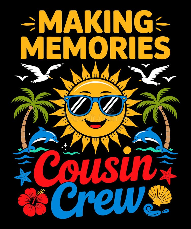 Making Memories Cousin Crew T-Shirt Stock Vector - Illustration of beach, summer: 382023465