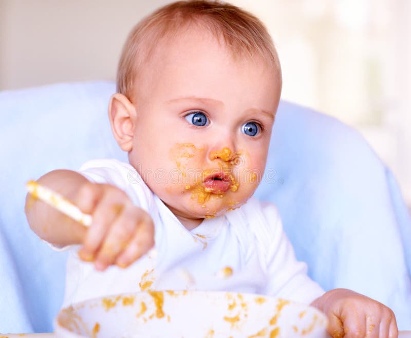 Making a Mess while Enjoying His Lunch Stock Photo - Image of peopl ...