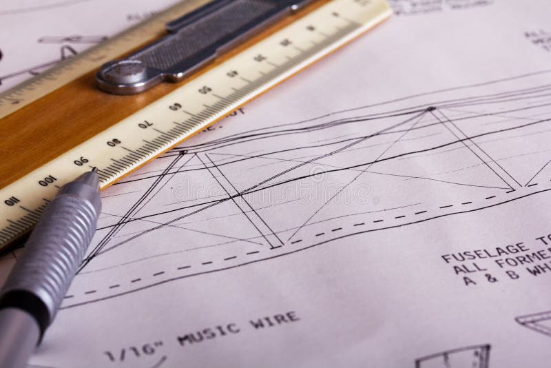 Making a Model Airplane from Balsa Wood Stock Image - Image of ...