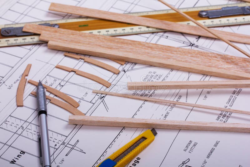 Making a Model Airplane from Balsa Wood Stock Photo - Image of ...