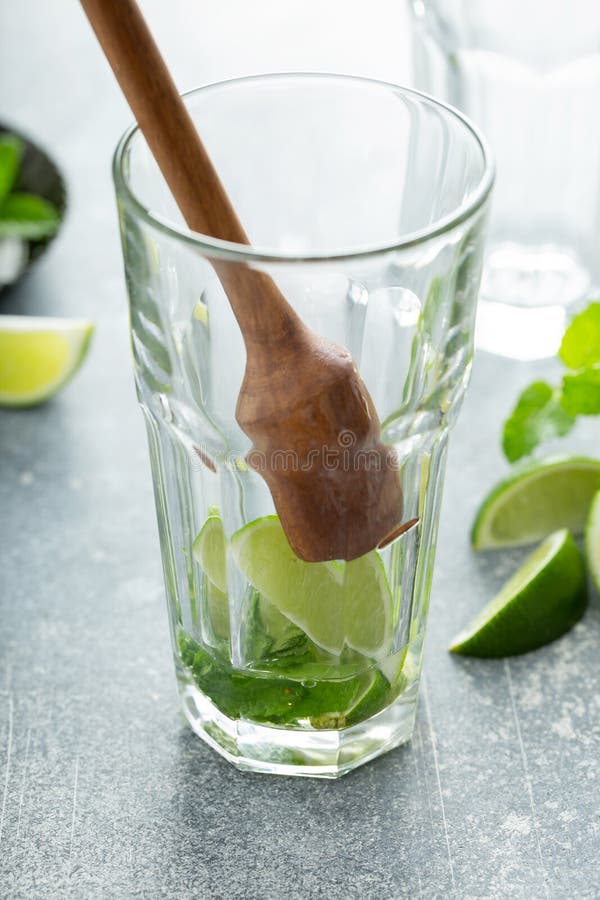 Making Mojito Cocktail with Mint Simple Syrup Stock Image - Image of ...